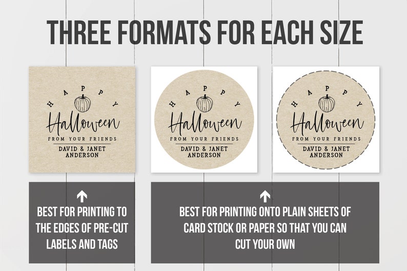 Halloween Round Tag Template - Rustic Kraft Halloween Gift Tags/labels ...