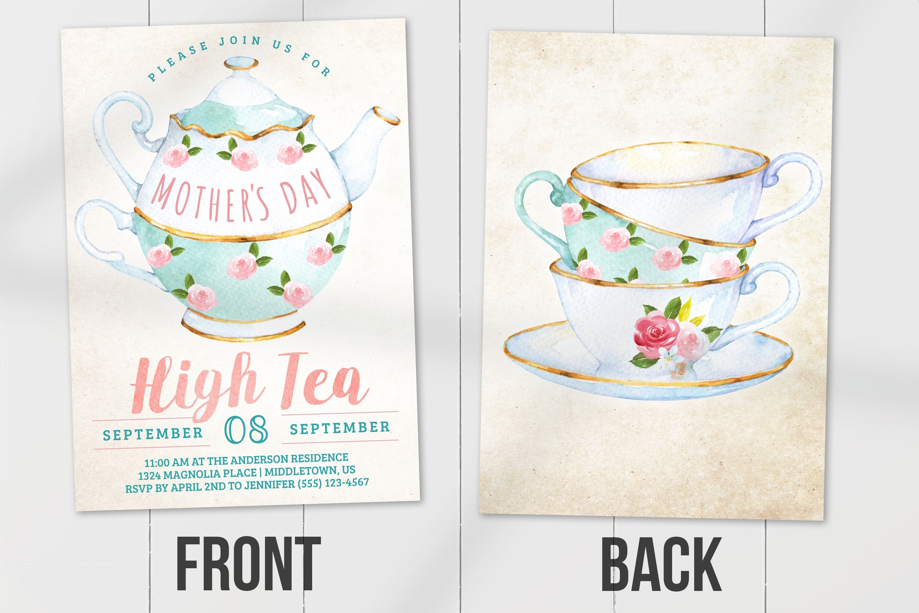 Mother's Day High Tea Invitation Mothers Day Tea Party - Etsy