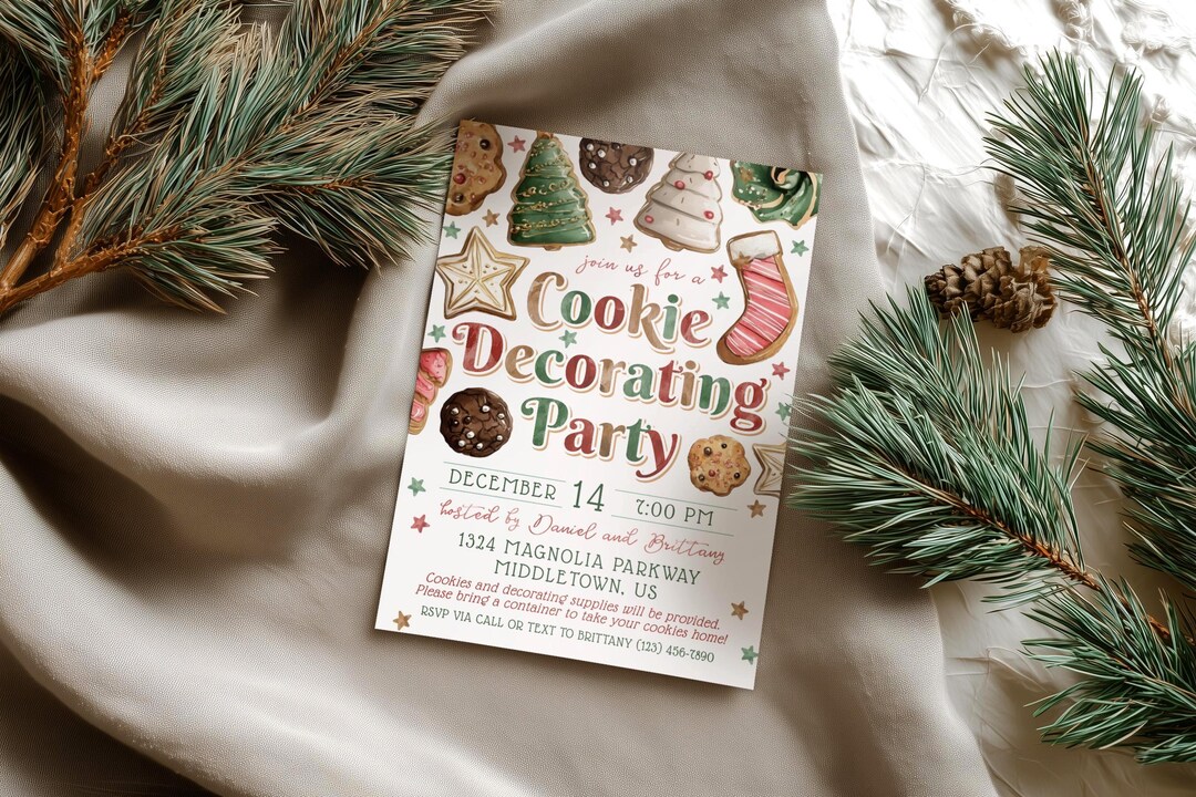 Cookie Decorating Invitation: Holiday Christmas Party 5x7 4x6 Editable ...
