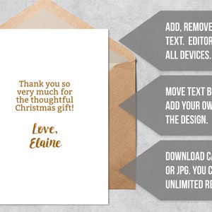 Printable Christmas Thank You Card, Editable Template, Print-at-home ...