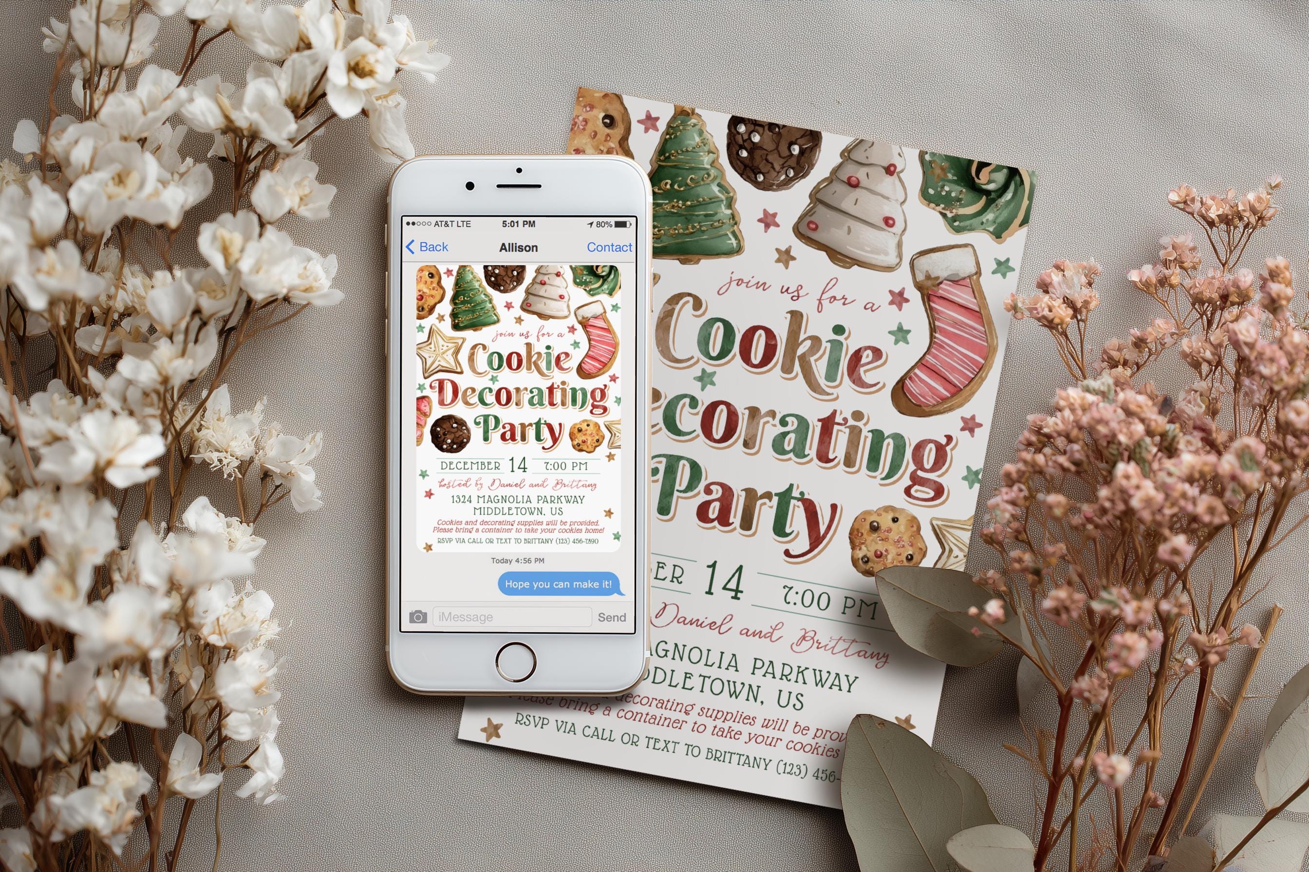 Cookie Decorating Invitation: Holiday Christmas Party 5x7 4x6 Editable ...