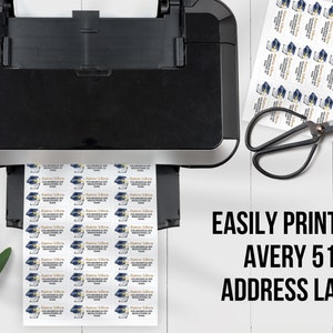 Graduation Address Label Avery 5160 Compatible Grad Cap Editable Label ...