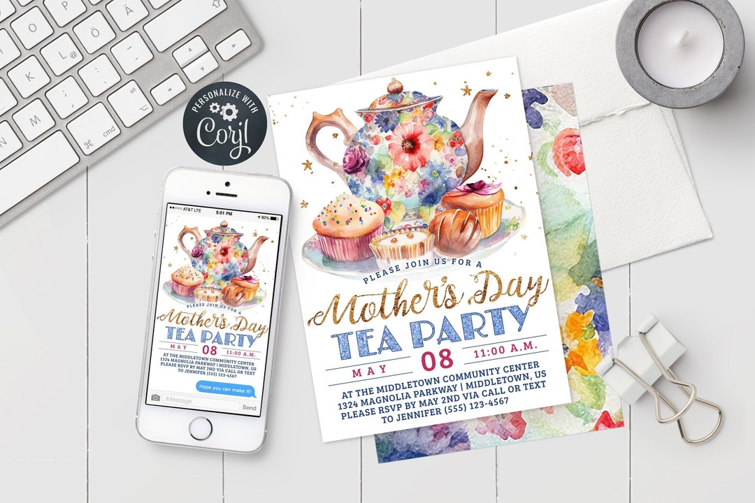 Mother's Day Tea Party Invitation High Tea Mothers Brunch Digital ...