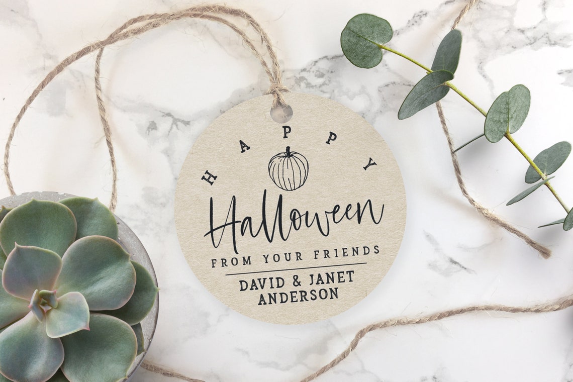 Halloween Round Tag Template Rustic Kraft Halloween Gift - Etsy