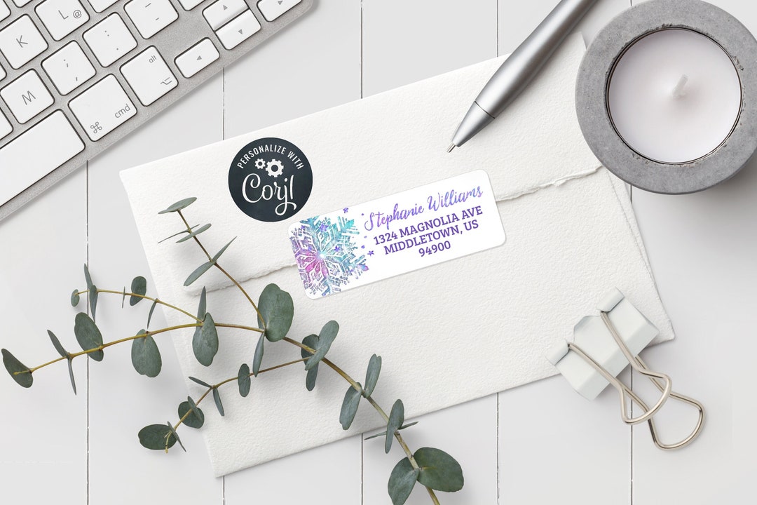 Snowflake Address Label - 5160 Compatible - Pastel Winter Editable ...