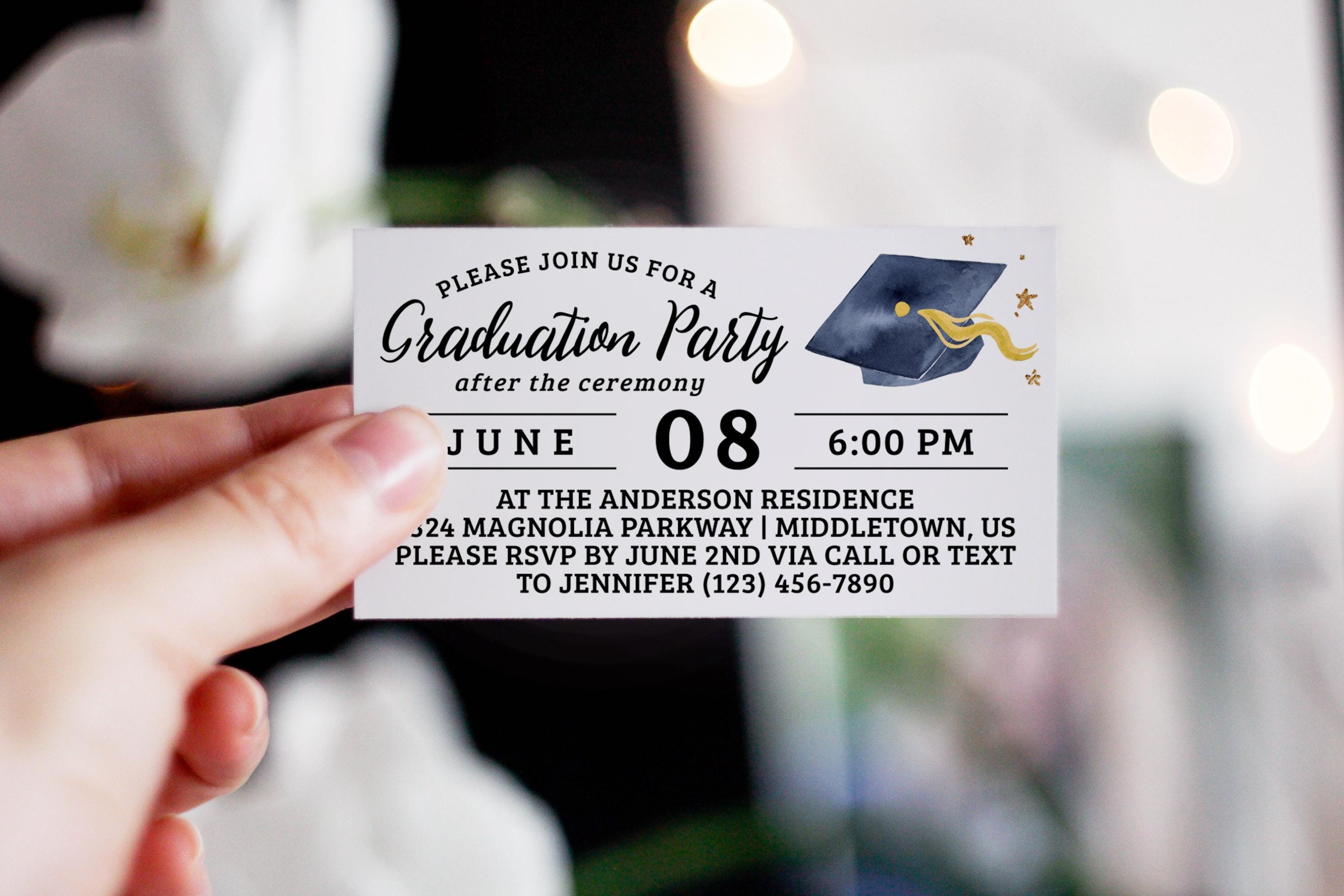 Graduation Party Insert Enclosure Card Template, 2x3.5" 28878 Business ...