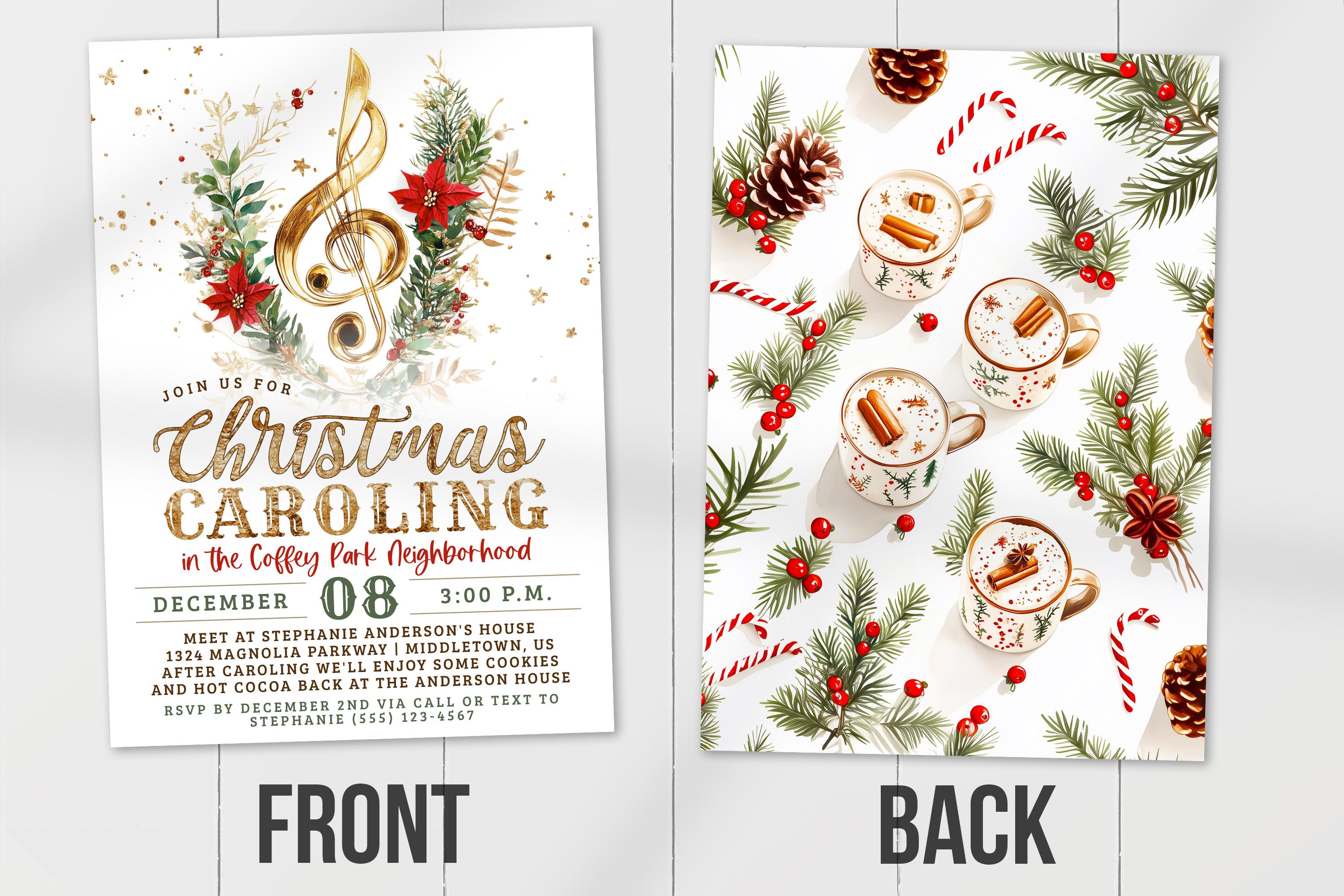Christmas Caroling Invitation: Holiday Choir Music Treble Clef, Digital ...