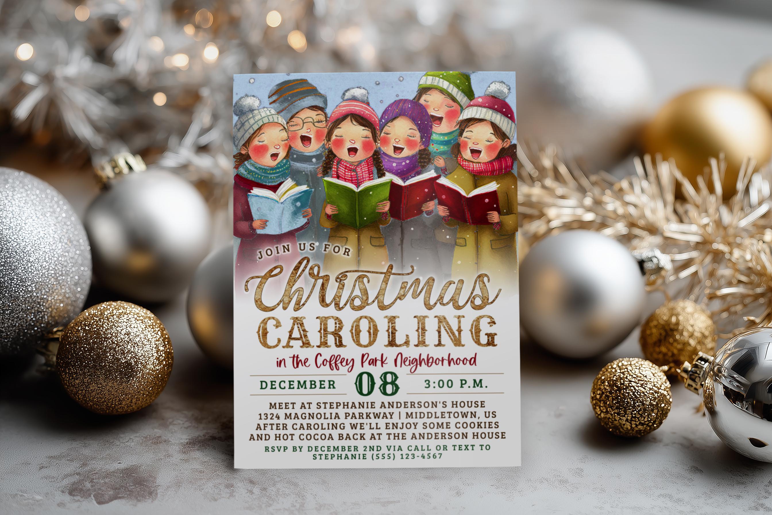 Christmas Caroling Invitation: Holiday Singalong 5x7 4x6 Editable ...