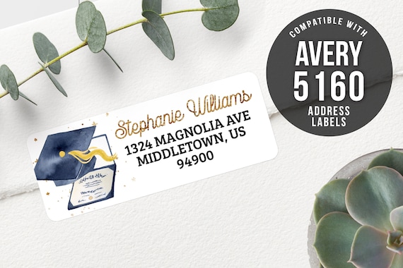 Address Label Template Graduation Cap Books And Grad Cap Graduation
