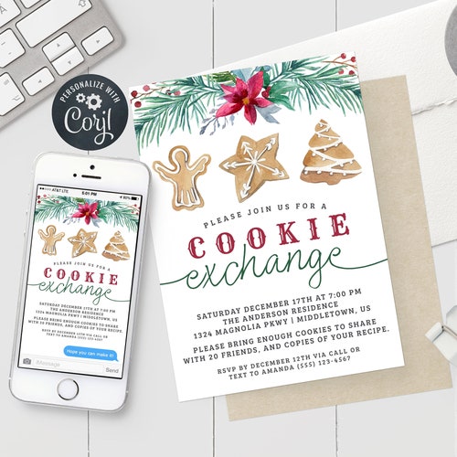 Cookie Swap Invitation Template Christmas Cookie Exchange - Etsy