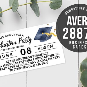 Graduation Party Insert Enclosure Card Avery 28878 Template 2 X 3.5 ...