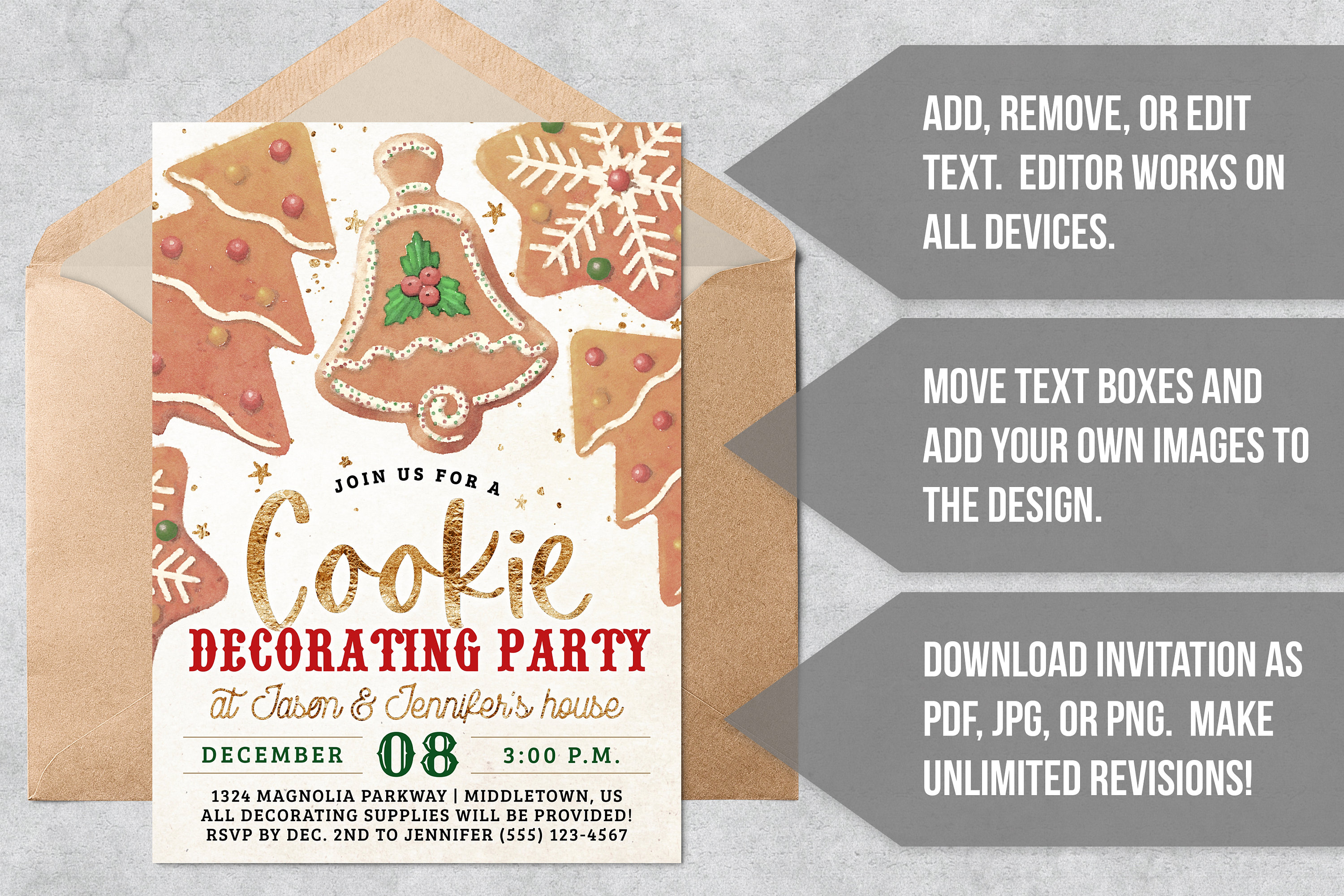 Cookie Decorating Invitation Christmas Cookies Party Holiday - Etsy