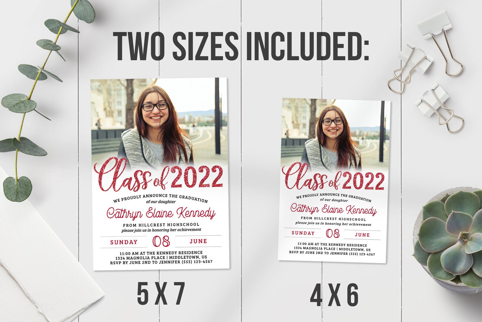 Photo Graduation Party Invitation Class of 2022 Red School - Etsy