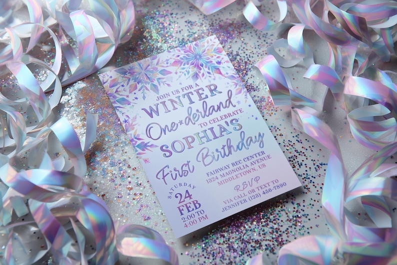 Winter One-derland First Birthday Invitation, 5x7 4x6 Editable Template ...