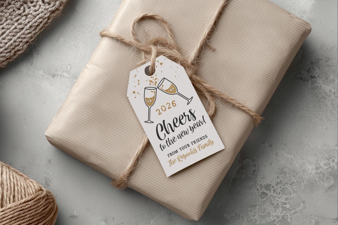 New Year Cheers Gift Tag Template, 22802 Compatible Printable Editable ...