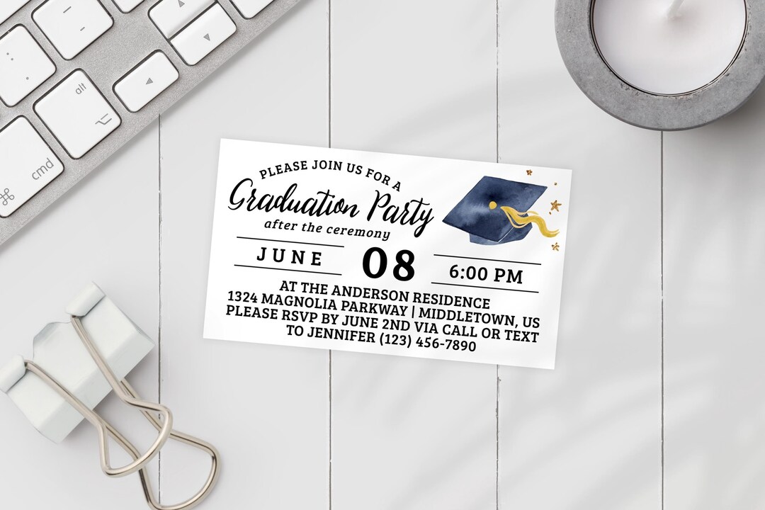 Graduation Party Insert Enclosure Card Template, 2x3.5" 28878 Business ...