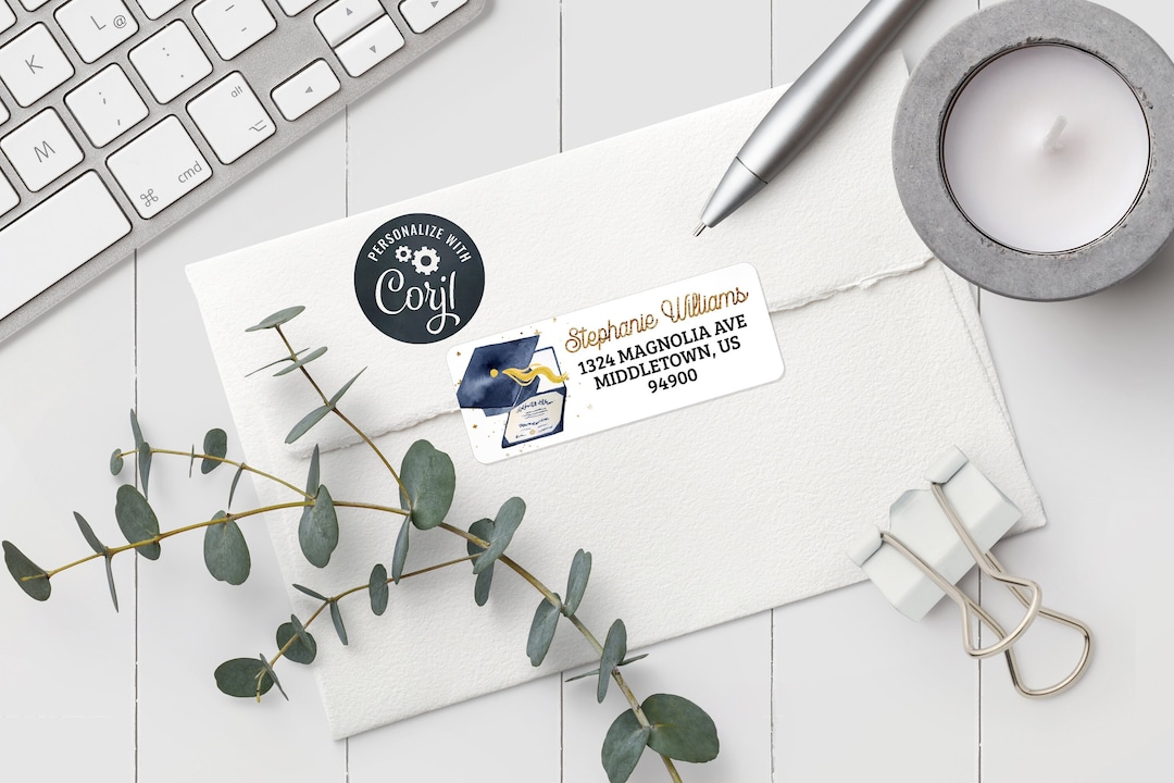 Graduation Address Label Avery 5160 Compatible Grad Cap Editable Label ...