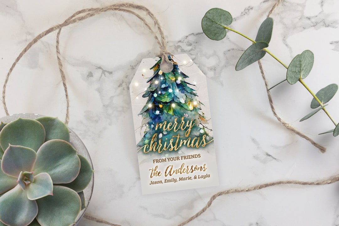 Merry Christmas Tag Avery 22802 Compatible Editable Holiday Favor Gift ...