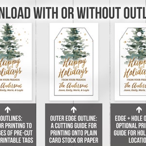 Happy Holidays Tag Avery 22802 Compatible Editable Christmas Favor Gift ...