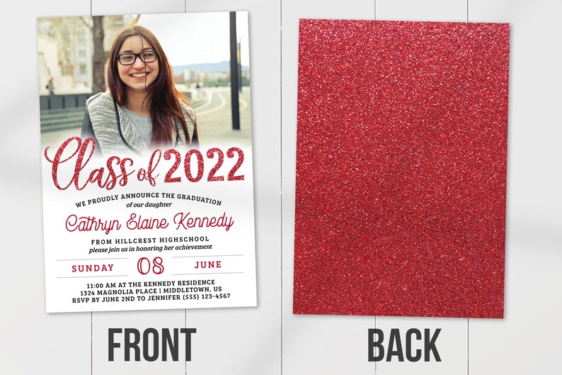 Photo Graduation Party Invitation Class of 2022 Red School - Etsy