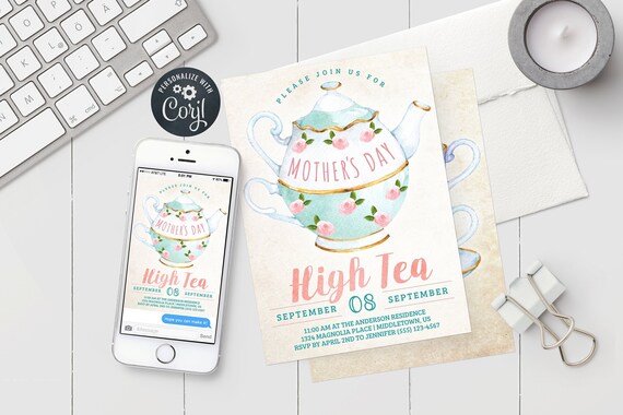 Mother's Day High Tea Invitation Mothers Day Tea Party | Etsy
