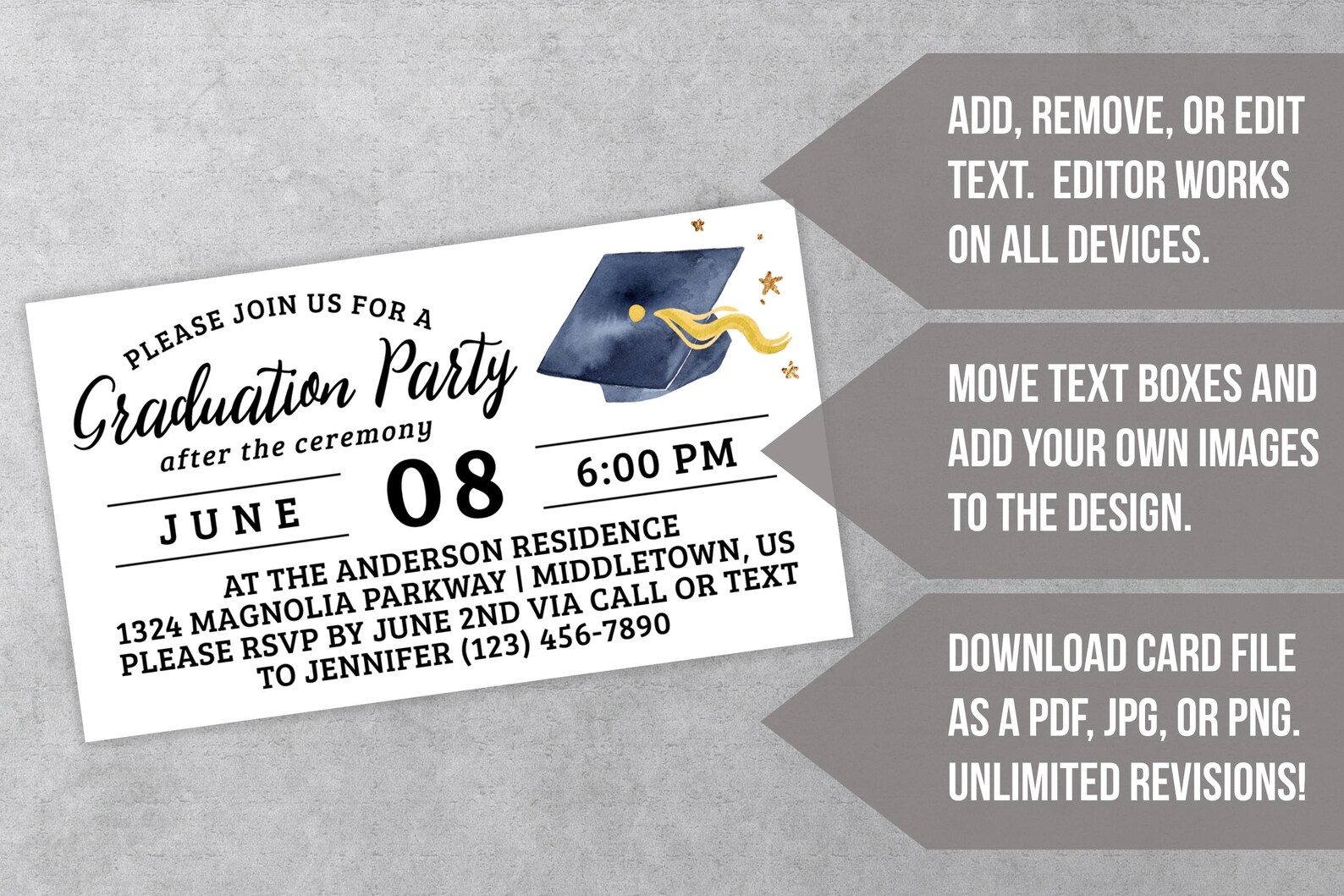 Graduation Party Insert Enclosure Card Template, 2x3.5" 28878 Business ...