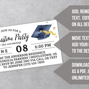 Graduation Party Insert Enclosure Card Template, 2x3.5" 28878 Business ...