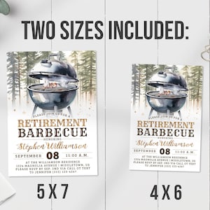 Retirement BBQ Invitation: Trees Man Masculine Barbecue, 5x7 4x6 ...