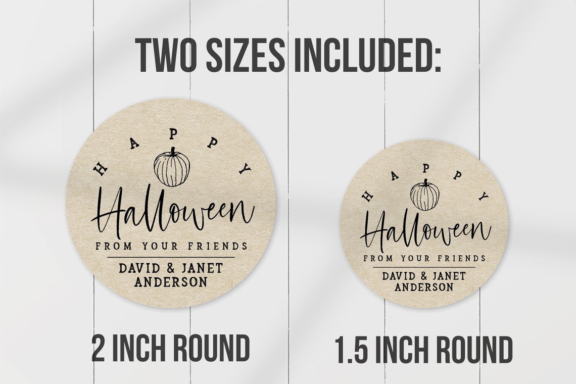 Halloween Round Tag Template - Rustic Kraft Halloween Gift Tags/labels ...