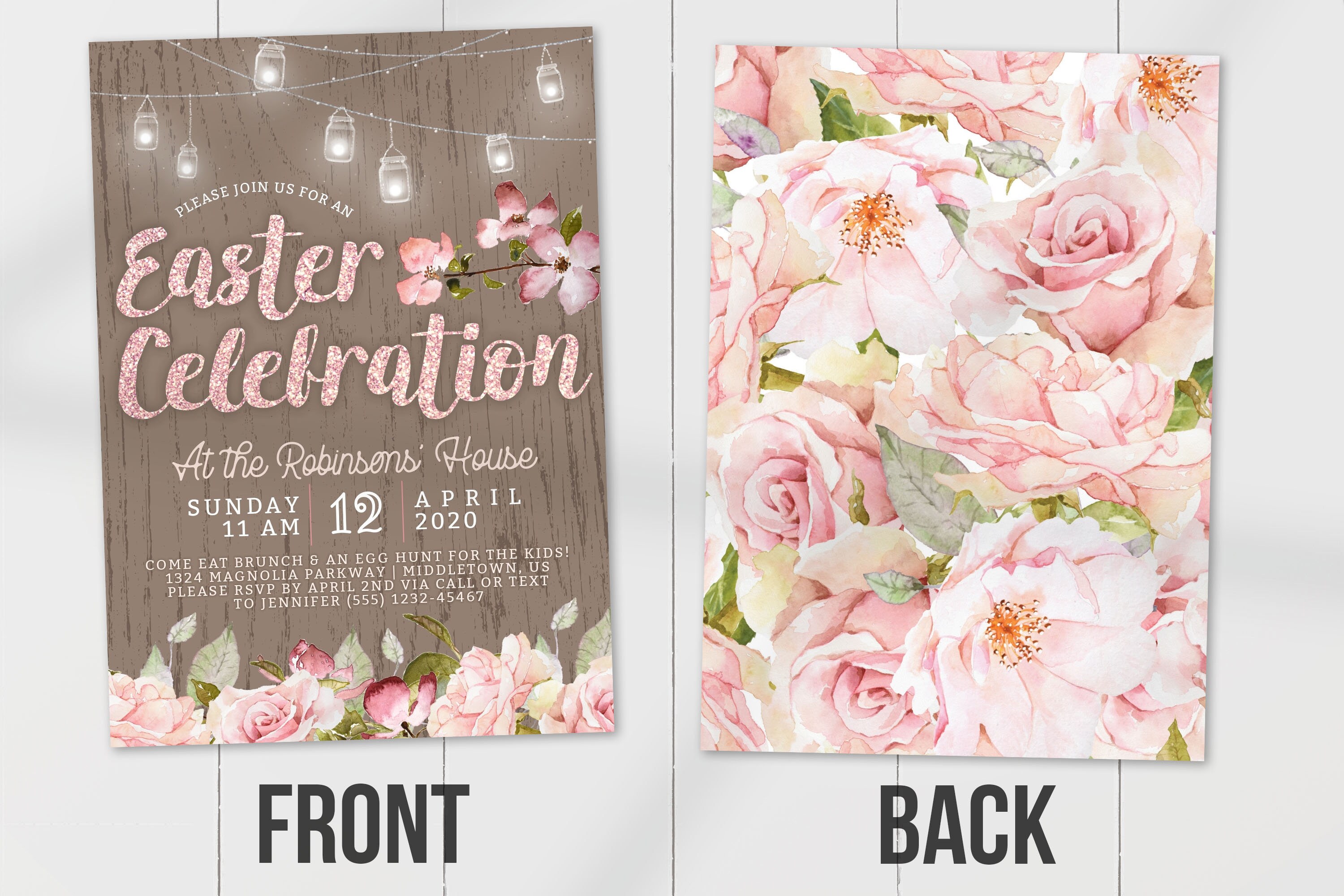 Easter Invitation Pink Floral Easter Party Invitation - Etsy