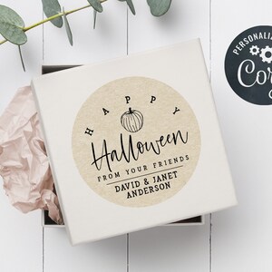 Halloween Round Tag Template - Rustic Kraft Halloween Gift Tags/labels ...