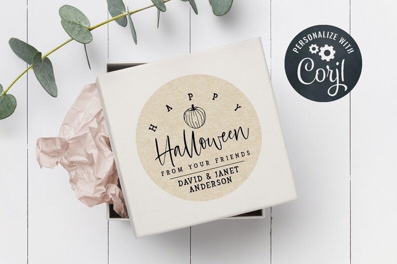 Halloween Round Tag Template - Rustic Kraft Halloween Gift Tags/labels ...