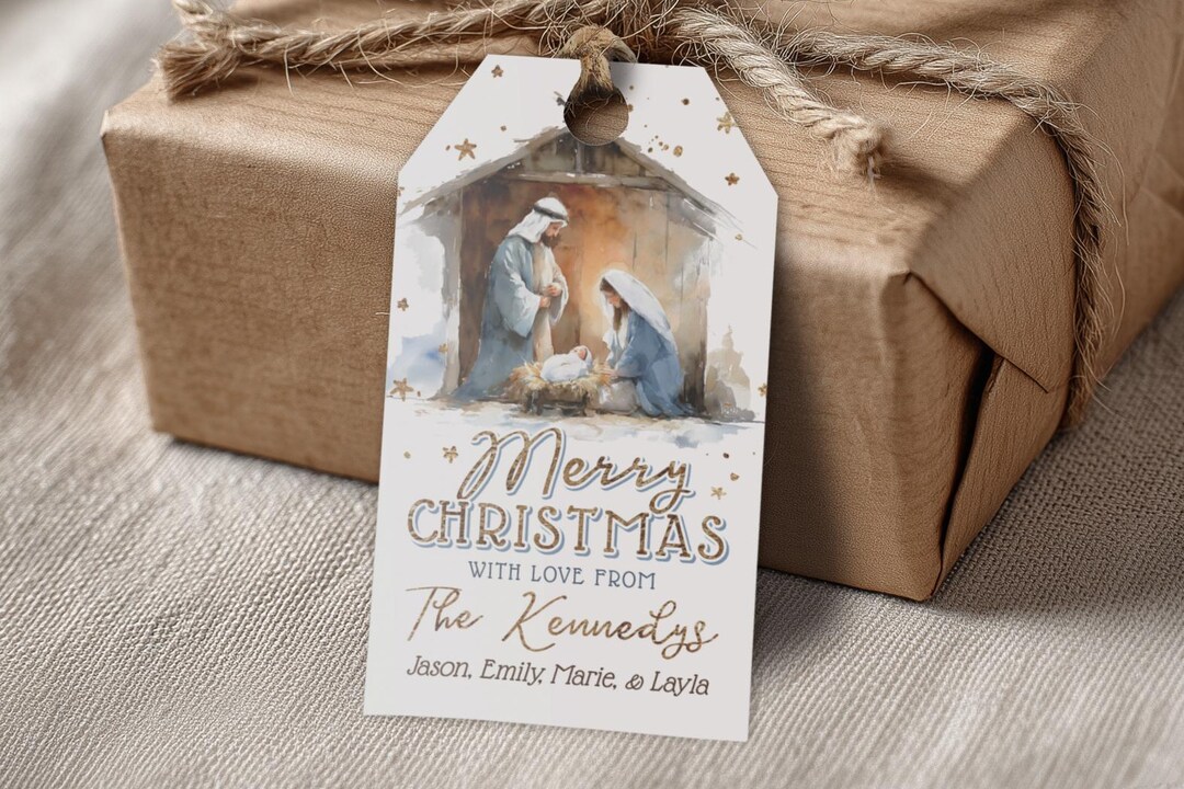 Nativity Merry Christmas Gift Tag Template, 22802 Compatible Printable ...