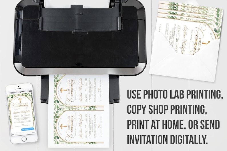 First Holy Communion Invitation, 5x7 4x6 Editable Template PDF JPG - Etsy