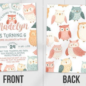 Owl Birthday Invitation - Cute Super Kawaii Owls Hoot Kids Birthday ...