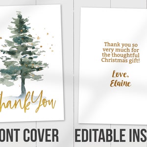 Printable Christmas Thank You Card, Editable Template, Print-at-home ...