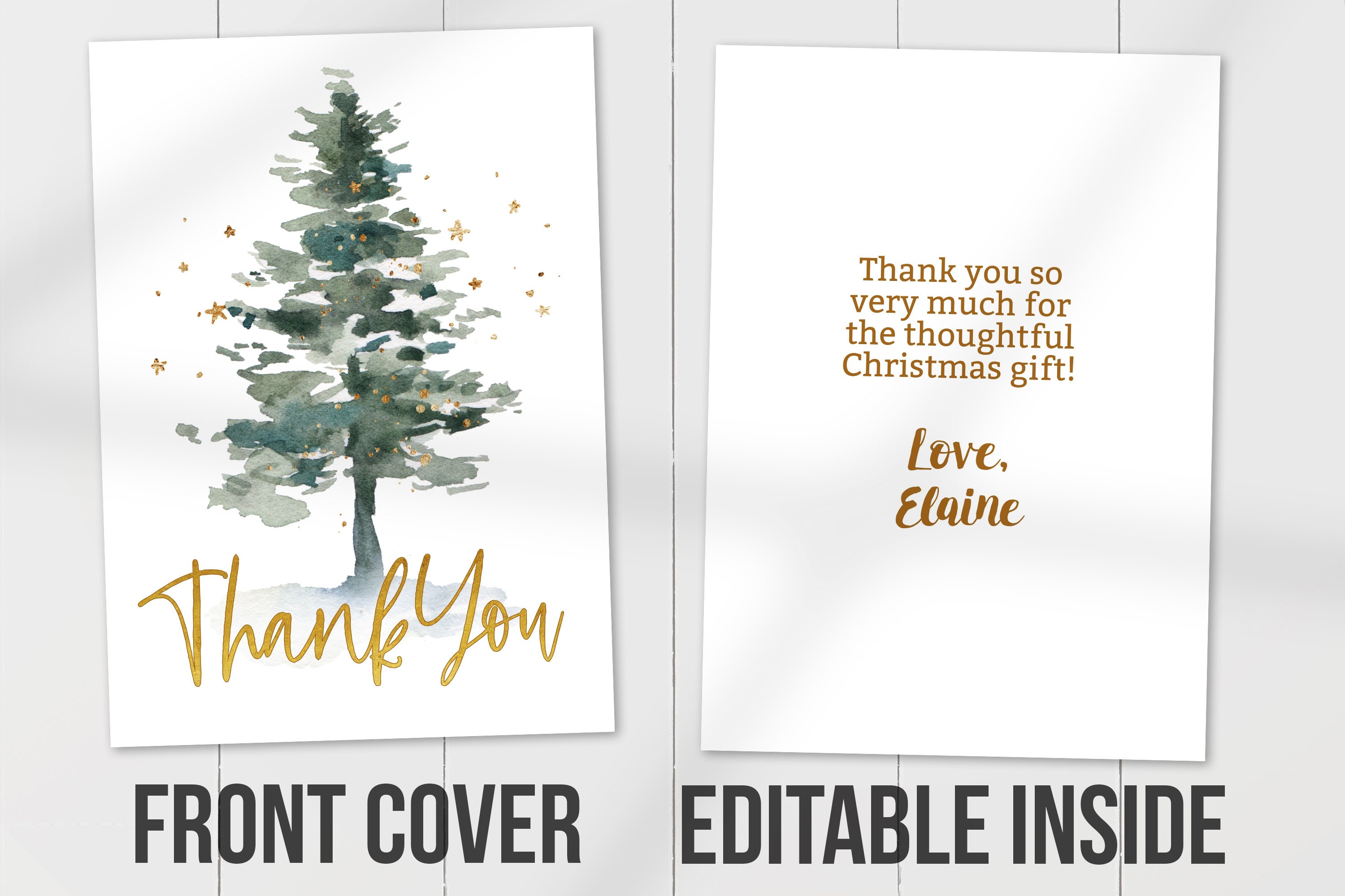 Printable Christmas Thank You Card Holiday Thank You Note - Etsy