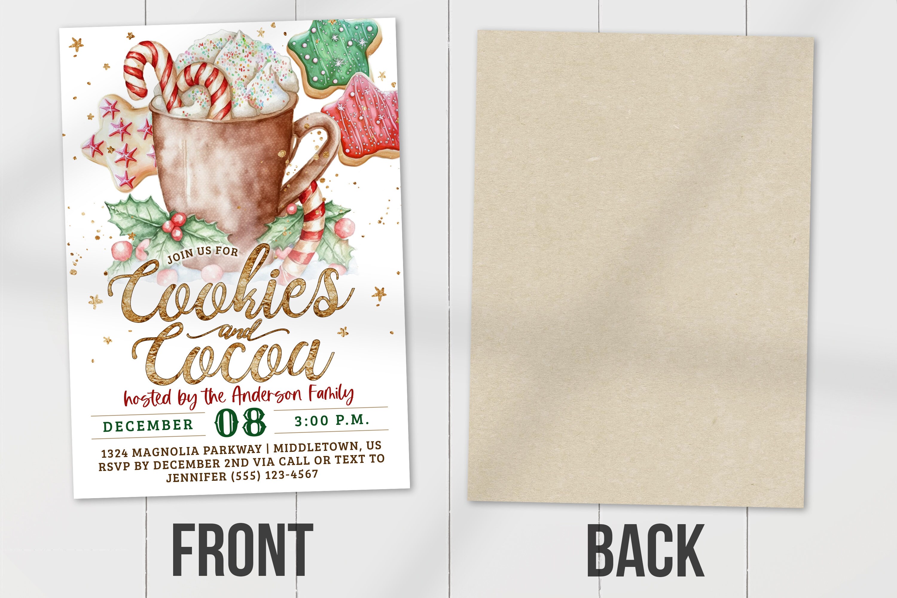 Cookies and Cocoa Invitation, Christmas Holiday Kids Family Party, 5x7 ...