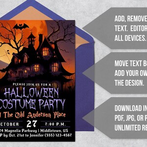 Halloween Invitation: Haunted House Halloween Costume Party, Digital ...