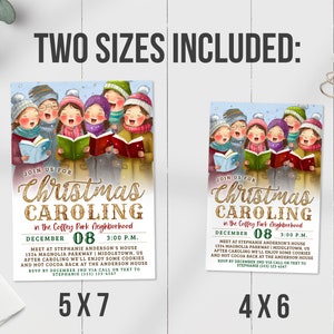 Christmas Caroling Invitation: Holiday Singalong 5x7 4x6 Editable ...