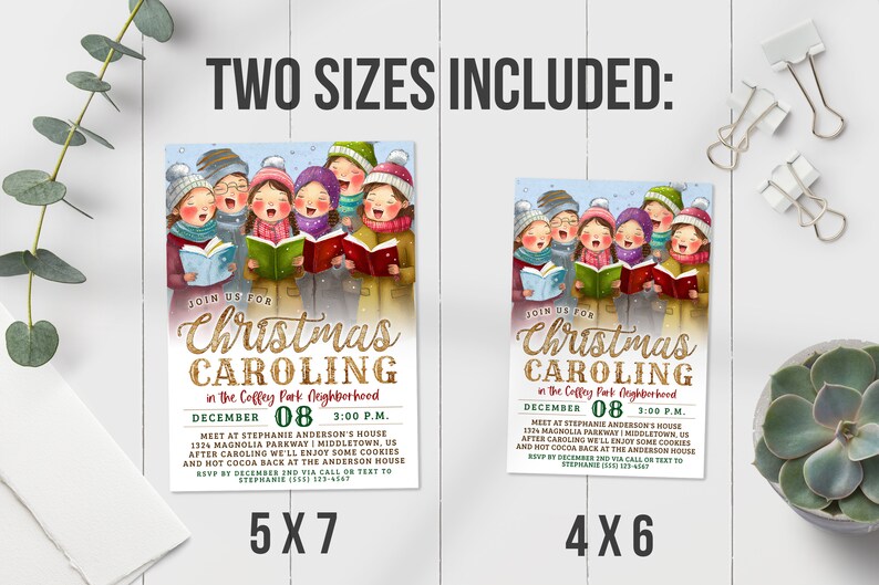 Christmas Caroling Invitation: Holiday Singalong 5x7 4x6 Editable ...