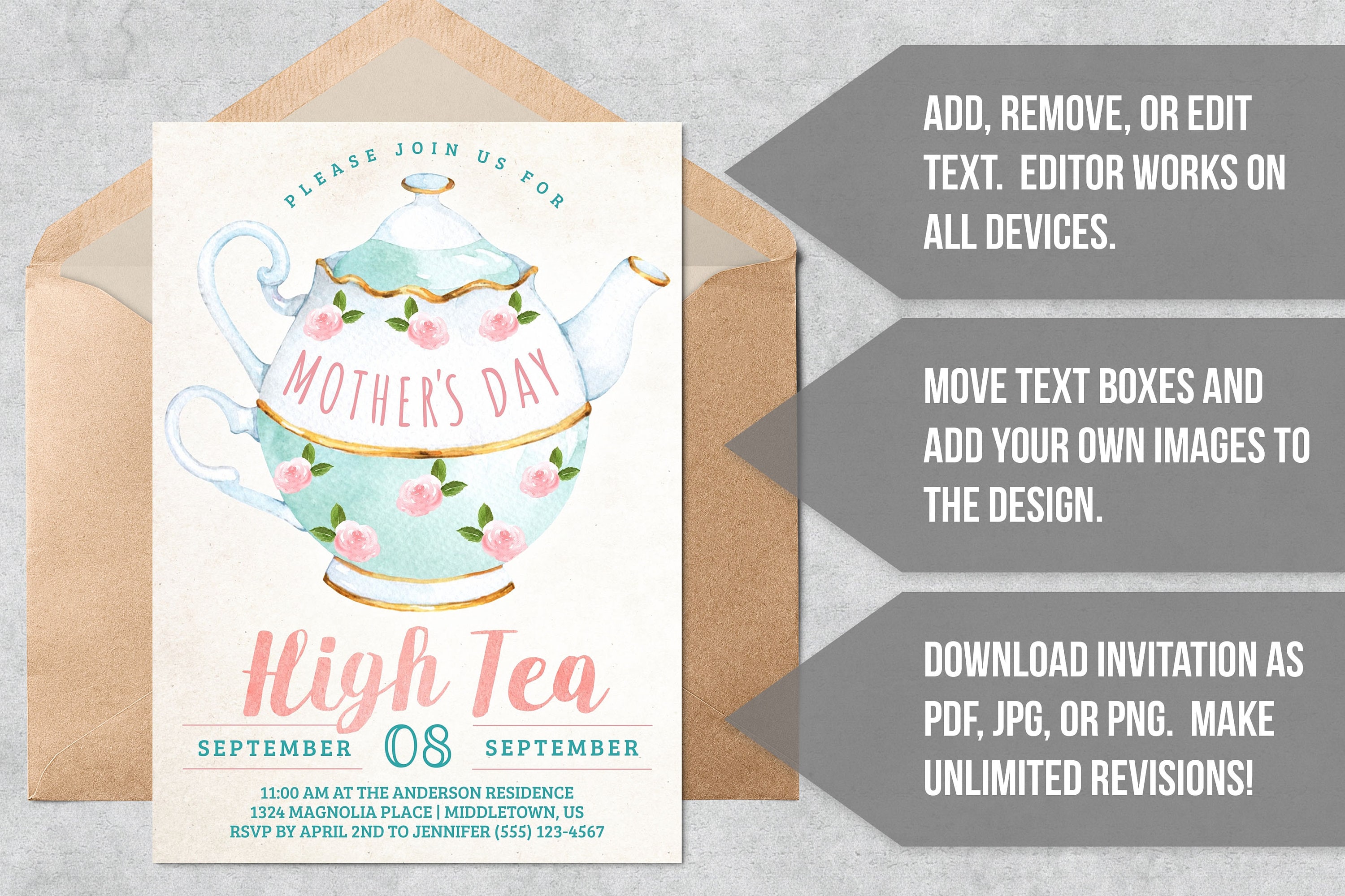 Mother's Day High Tea Invitation Mothers Day Tea Party - Etsy