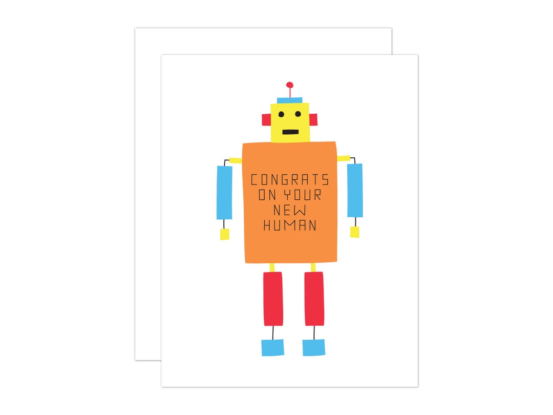 Robot New Human Greeting Card, New Baby, Adoption Card - Etsy