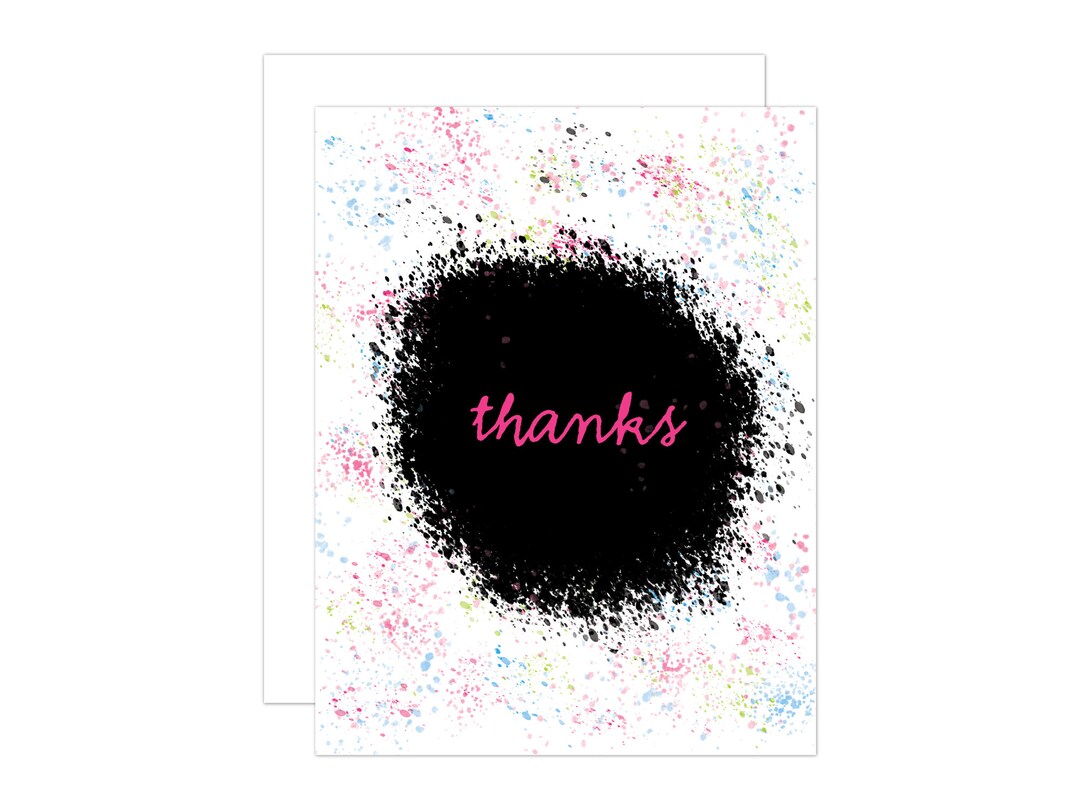 Thank You Card, Paint Splatter Thank You Greeting Card, Thanks Note ...