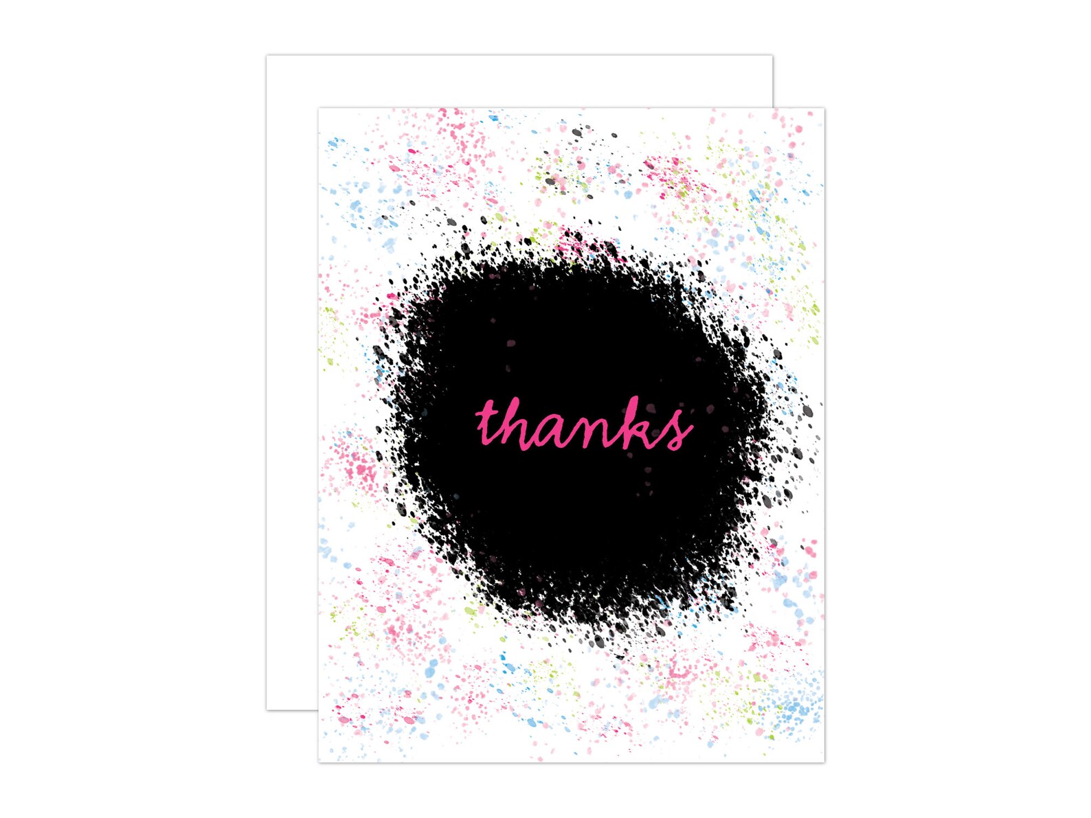 Thank You Card, Paint Splatter Thank You Greeting Card, Thanks Note ...