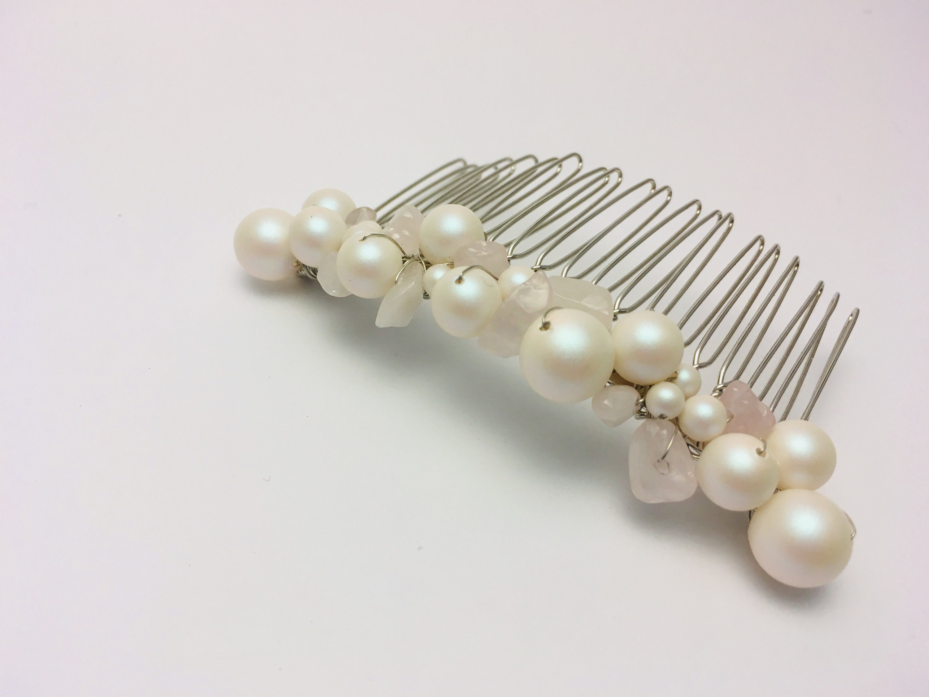 Hair Comb Pink Quartz Pink Quartz Hair Comb Wedding Hair - Etsy