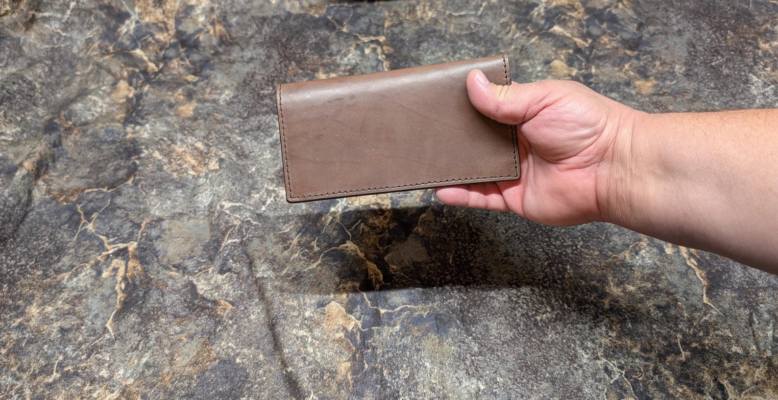 Handmade Brown Leather Standard Checkbook Cover – Rustic Vegtan Cowhide ...
