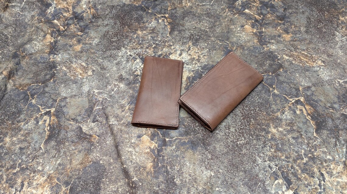 Handmade Brown Leather Standard Checkbook Cover – Rustic Vegtan Cowhide ...
