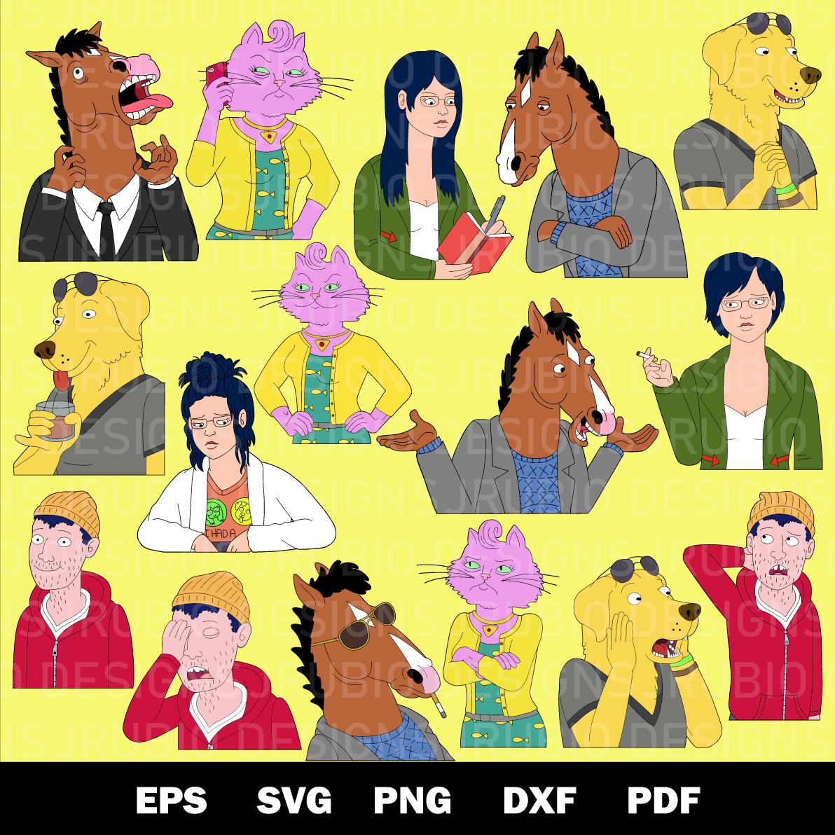 Bojack Horseman 16 Pack Eps Svg Png Dxf & Pdf - Etsy