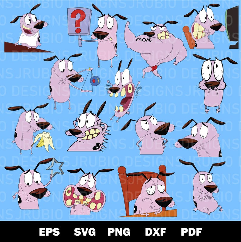 Courage the Cowardly Dog 15 Pack Eps Svg Png Dxf and Pdf - Etsy